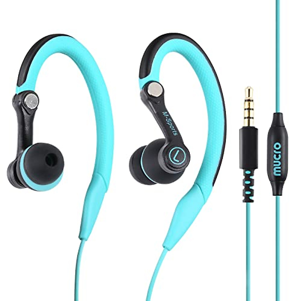 Mucro Wired Earbuds Sport Headphones Over Ear Earhooks Sweatproof in Ear Running Earphones for Workout Jogging Gym Headphones for iPhone iPod Samsung