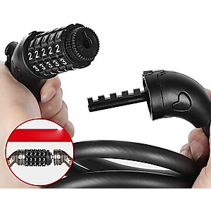 VIGAT Bicycle Lock 5-Digit Code Anti-Theft Combination Bicycle Steel Cable Lock for Motorcycles, Bicycles, Fences, Doors (Size:125cm)