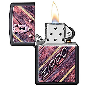 Zippo Lock Design Pocket Lighter, Black Matte Lock, One Size