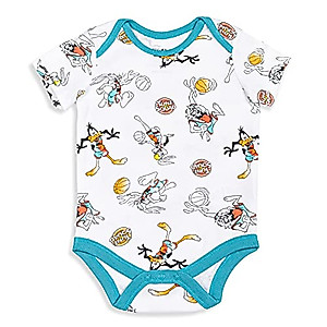 space jam Looney Tunes Baby Boys 3 Pack Short Sleeve Bodysuit Blue/White 24 Months