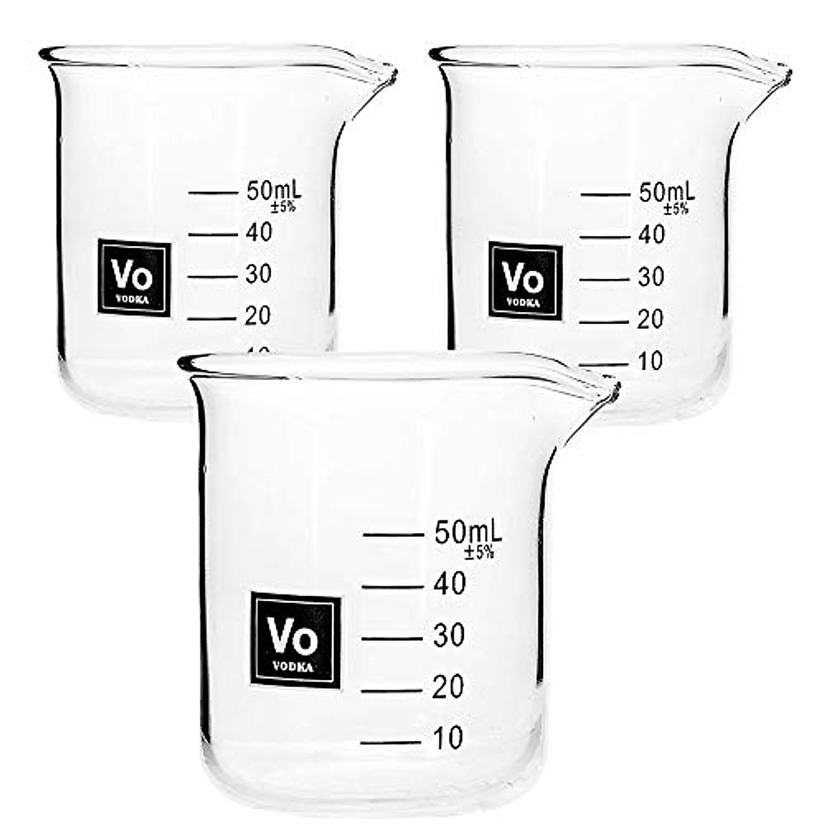 Drink Periodically Set of 3 Lab Beaker Shot Glasses with Periodic Table Vodka Element Square