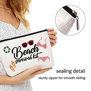 Beach Survival Kit Cosmetic Bag for Women,Adorable Roomy Makeup Bags Travel Waterproof Toiletry Bag Accessories Organizer Gifts