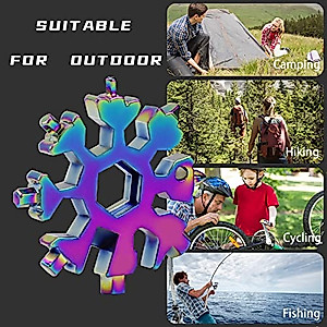 4 Pack 18 In 1 Snowflake Multitool, Stainless Steel Snowflake Wrench/ Bottle Opener/ Screwdriver Kit, Snowflake Multi Tool for Outdoor Travel Camping Hiking , Great Christmas Gift for Men