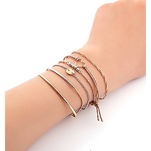 XOCARTIGE Charm Bracelets Set Bohemian Multiple Layered Beaded Bracelet for girls Delicate Chain Bracelet Bangle Cuff (Multicolor)