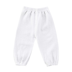 Mubineo Toddler Boy Girl Basic Plain Summer Fall Comfy Cotton Linen Pants (White, 2T)