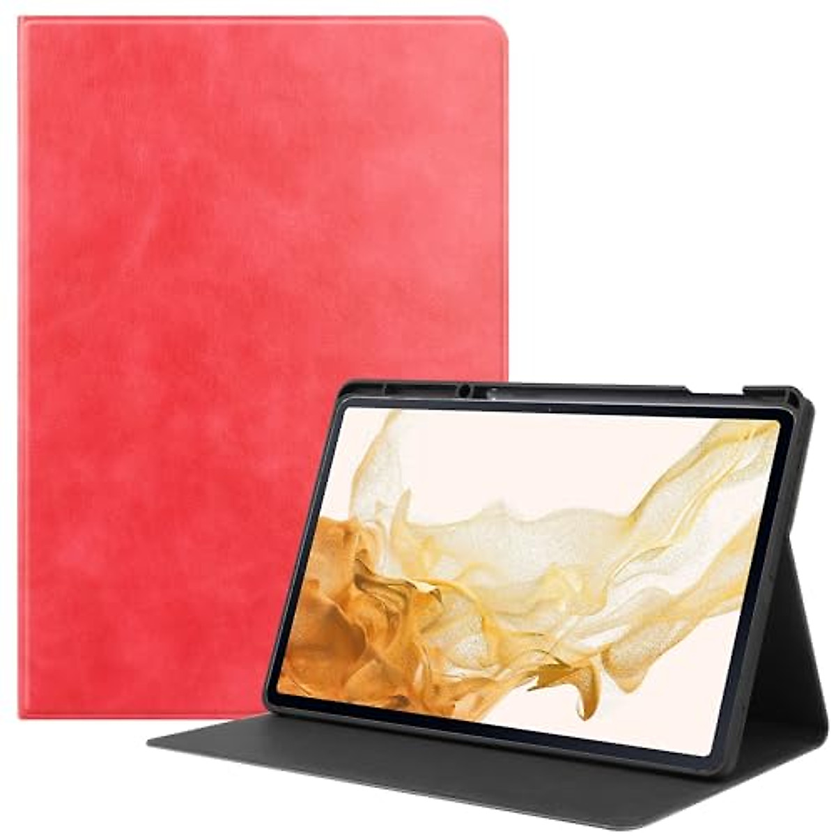 Case for Samsung Galaxy Tab S7 FE 12.4-Inch 2021 Release Model (SM-T730/733/736/738) Smart Slim Tri-Fold Tablet TPU Leather Cover With Auto Wake/Sleep for Samsung Galaxy Tab S7 FE Cover (Red)