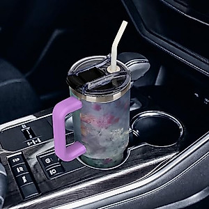 LLUTSNTH 40 Oz Vacuum Tumbler with Violet Handle Leakproof Insulated Tumbler And Green Stainless Steel Travel Mug with Lid And Straw Coffee Cup Cute Water Bottles Cup Holder Friendly