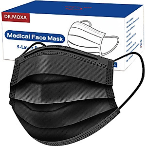 100Pcs Medical Grade Black Disposable Face Masks -3 Ply Face Mask for Adults -USA Made Masks, Comfortable,Soft, Breathable