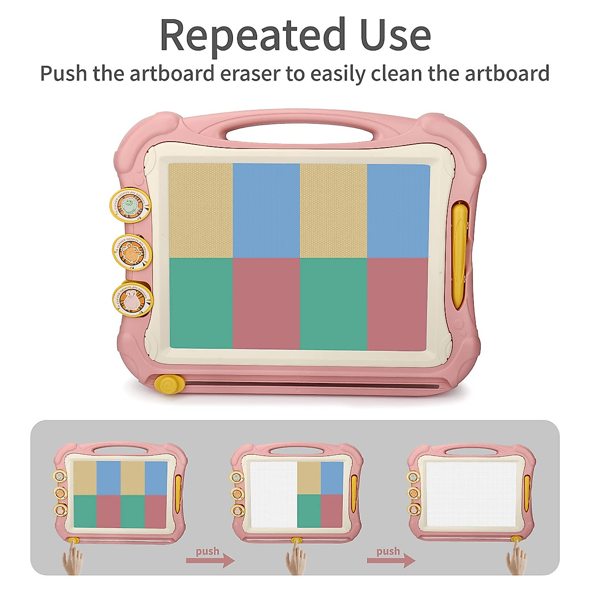 LZZAPJ Magnetic Drawing Board, Large Color Etch A Magnet Sketch Doodle for Toddlers, Learning Painting Writing Pad, Best Birthday Easter Gifts Toy for Kids Boys or Girls 3 4 5 6 7 Years Old (Pink)