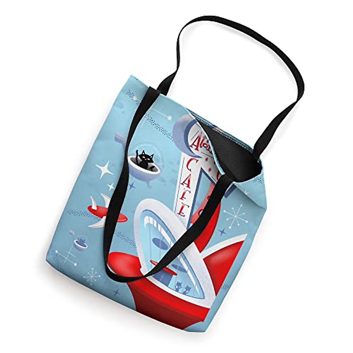 Atomic Cat Cafe Retro Mid-Century Modern Space Hangout Tote Bag