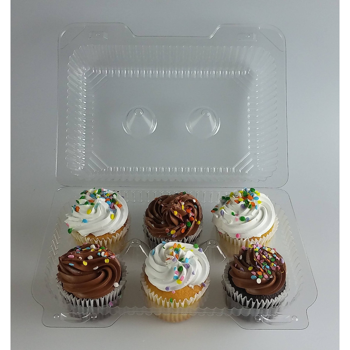 case of 50 6 Cupcake Boxes 6 cupcake containers plastic disposable 6 Pack Cupcake Containers 6 compartment cupcake containers half dozen cupcake containers 6 count 6 cupcake holder