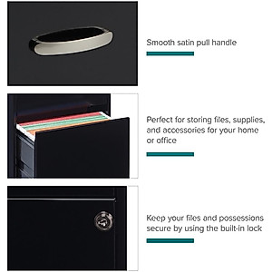 BOWERY HILL Modern 3 Drawer Metal Letter File Cabinet in Black