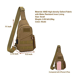 BraveHawk OUTDOORS Tactical Sling Crossbody Bag, 800D Military Nylon Oxford Utility EDC Chest Pack Shoulder Daypack Organizer