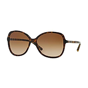 BURBERRY BE4197 300213 58M Dark Havana/Brown Gradient Round Sunglasses For Women+ BUNDLE with Designer iWear Complimentary Care Kit