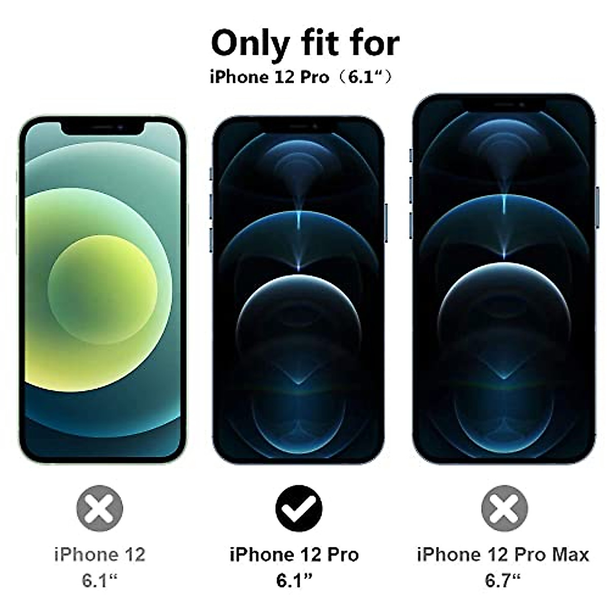 TOCOL 4 Pack Compatible for iPhone 12 Pro (Not for iPhone 12) - 2 Pack Privacy Tempered Glass Screen Protector and 2 Pack Glass Camera Lens Protector Alignment Frame Bubble Free Case Friendly - Black
