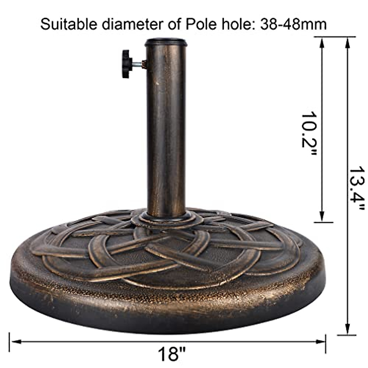 Blissun 26.5 lbs Patio Umbrella Base, Market Umbrella Base Stand for Patio, Garden, Lawn, Bronze, B-012A