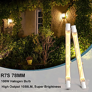 Rnyloas R7S 78MM T3 100W Bulb, 5 Pack Long Lasting R7S Halogen Bulb Dimmable, R7S 100W 120V Bulb with R7S Base 2800K Warm White, R7S Bulb 78MM T3 for Work, Security, Landscape Lights, Floor Lamps