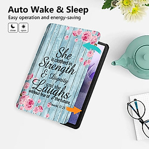 Fire HD 10 & 10 Plus Tablet Case (11th Generation, 2021 Release),Shockproof Slim PU Leather Stand Cover with Auto Sleep/Wake for All-New Amazon Kindle Fire 10,Bible Verse Quote Proverbs 31:25