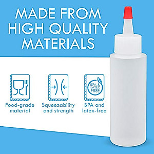 IMPRESA 8-Pack of 4 Oz Plastic Small Squeeze Bottles and Caps - BPA-Free, Latex-Free, Food-Grade - Great for Icing, Cookie Decorating, Sauces, Condiments, Arts and Crafts and More!