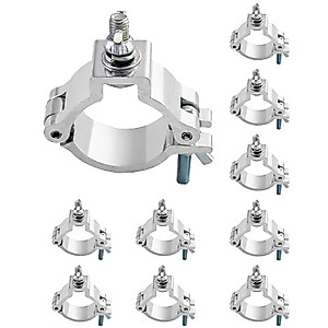 QWORK Truss Clamp Stage Lights Clamp, 10 Pack 2 Inch Aluminum Alloy Lighting Clamp for Truss, Moving Head Light, Fits 48-52mm OD Tube/Pipe, Heavy Duty 220Lbs Load Capacity