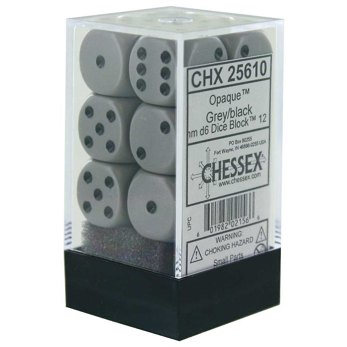 Chessex DND Dice Set D&D Dice-16mm Opaque Dark Grey and Black Plastic Polyhedral Dice Set-Dungeons and Dragons Dice Includes 12 Dice – D6, Various (CHX25610), Standard (15mm - 17mm)