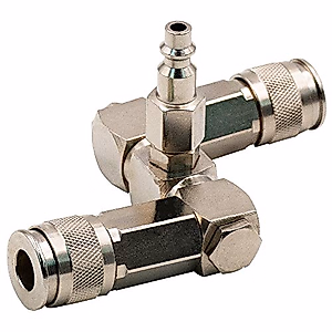 FIXSMITH Air Hose Connector- 2 Way Air Hose Splitter,1/4 In NPT, Air Compressor Accessories Fittings, Swivel 360 Degrees Connectors.