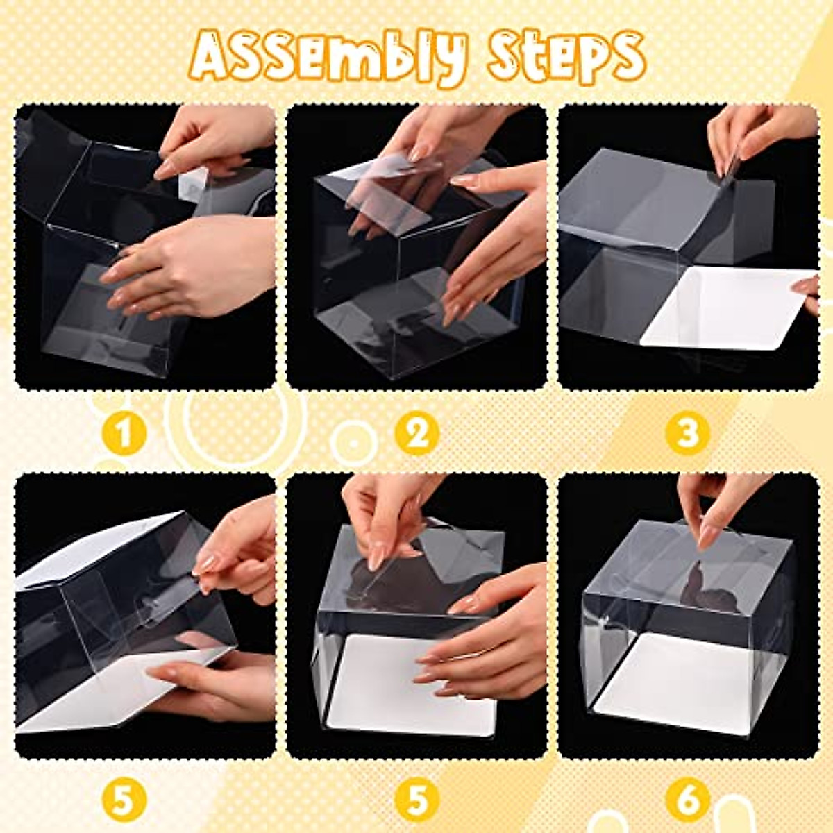 32 Pcs Clear Cake Box Transparent Bakery Boxes Plastic Cake Carrier with Lid and Handle Transparent Food Cupcake Container for Wedding Birthday(5 x 5 x 4 Inch,Stylish Style)