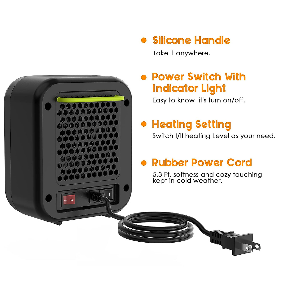 1000W Small Portable PTC Ceramic Heaters for Bedroom, Energy Efficient Electric Heater with Tip-Over and Overheat Protection, Personal Desk Heater for Bathroom Home Dorm Office Indoor Use