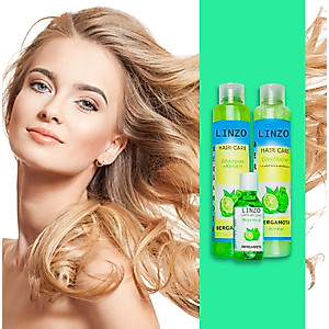 LINZO Bergamota Shampoo, Conditioner and Oil pack for hair growth to stop hair loss. grow hair