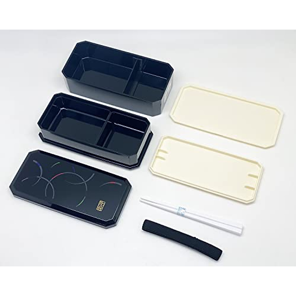 OSK 1 X Cool Japanese Bento Lunch Box with Belt, Bag Chopsticks - Waon Black