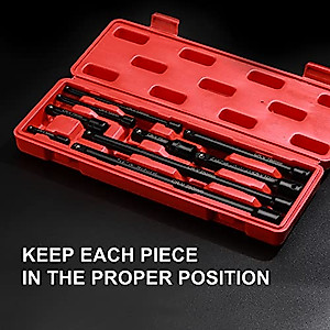EMENTOL 9PCS Impact Extension Bar Set, 1/4", 3/8" and 1/2" Drive Socket Extension Set, CR-V Steel, Ext. bar