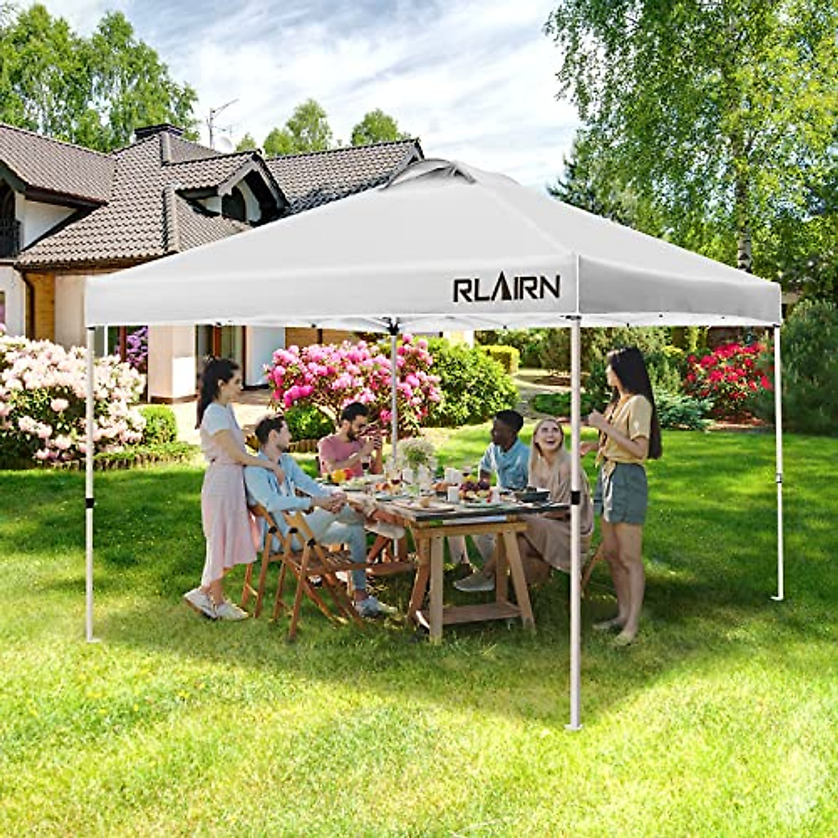 Ez Pop Up Canopy Tent, RLAIRN 10'X10' Waterproof Instant Gazebo Canopy with 3 Adjustable Height and 4 Removable Sidewalls, UPF50+ Folding Instant Pop Up Gazebo Canopy Shade Tent with Mesh Windows