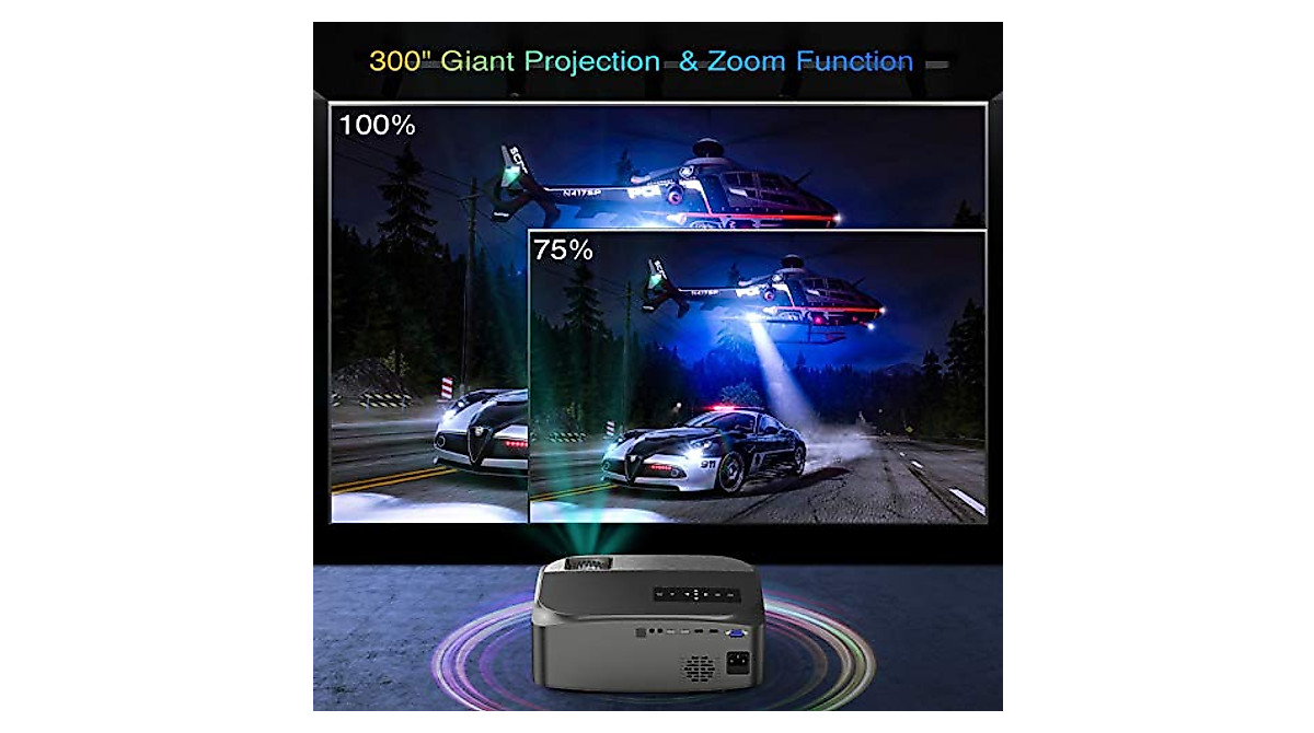 VILINICE Native 1080P 9000 Lux Projector + 100" Screen