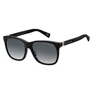 Marc Jacobs Women's Marc 337/S Square Sunglasses, Black/Gray Shaded, 57mm, 17mm