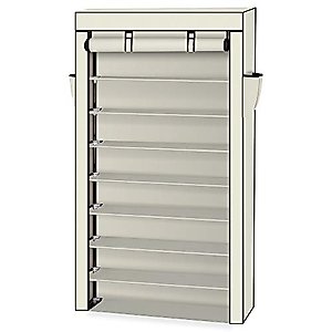 Tidyard Shoe Rack with Dustproof Cover, Closet Shoe Storage Cabinet Organizer, Free Standing Shoe Rack for Entryway, Bedroom, Apartment, 8-Tier/ 10-Tier Gray White Brown