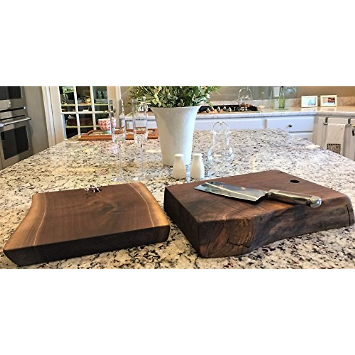 Black Walnut Large, Gorgeous, Full-of-Character, Forest-to-Table Solid Double Live Edge Wood Charcuterie/Appetizer/Dessert/Grazing/Serving Board. 100% USA Handcrafted. 27 x 14.5 x 1.25".