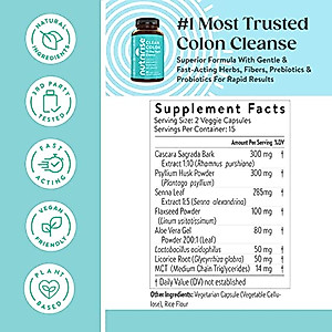 NutriRise 15 Day Quick Colon Cleanse for Gut Health - Digestive Support with Probiotics & Fiber for Constipation, Regularity & Bloating, Sugar & Gluten Free