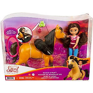Mattel Spirit Untamed Nuzzle & Play Lucky Doll (7-in) & Spirit Horse (8-in), Movable Joints for Hugging Moment, Doll Clips on Horse, Great Gift for Ages 3 Years Old & Up