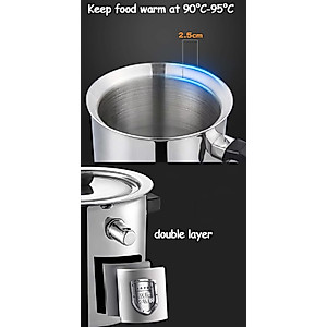 LSQXSS 304 Stainless Steel Double Layer Milk Pot,2.5L Constant Temperature Soup Pot for Induction Cooker and Gas Tove,Automatic Whistle hot Milk Pot,Durable Soup Pot with Anti-scalding Handle