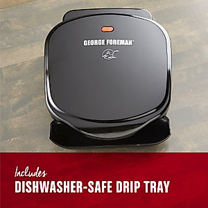 George Foreman 2-Serving Classic Plate Electric Indoor Grill and Panini Press, Black, GR10B