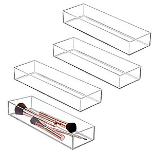 iDesign 40910M4 Clarity Organizer for Vanity and Bathroom Drawers, 4 x 12 x 2 Inches, Medium - Set of 4, 4 Count