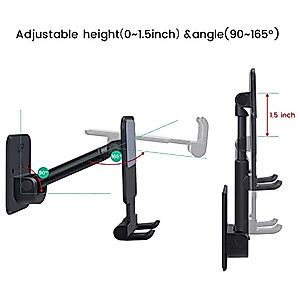 Wall Phone Holder for Shower Bathroom Mirror, 2 Adhesive Sticky Pads, Adjustable Height and Angle, Black