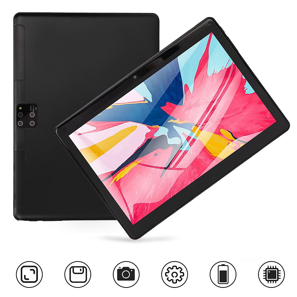 10.1 Inch Tablet, 6GB 128GB Front 8MP Rear 16MP Tablet com chip 2.4G 5G WiFi 128gb 6gb 1960x1080 IPS 10 Cores 8800mAh Calling 100‑240V Black US Plug