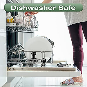 Cast Iron Scrubber | Dish Scrub Brush | 316 Cast Iron Cleaner Chainmail Scrubber for Cast Iron Pan Skillet Cleaner - Dish Scouring Pad Dishwasher Safe Cleaning Kit (Black, 1 Scrubber + 1 Scraper)