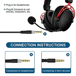 HyperX Cloud Alpha Replacement Cable - Compatible with Cloud Alpha, Mix, Flight, Logitech G633, G933 Gaming Headsets - 3.5mm Audio Cable with Mute & Volume Control (No Mic, 4.9ft)