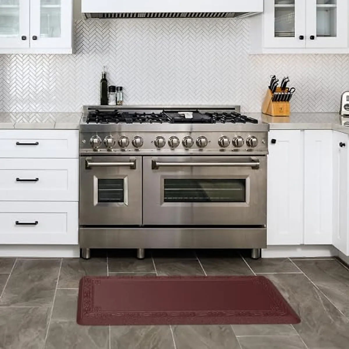 Anti Fatigue Kitchen Mat for Floor by DAILYLIFE, 3/4" Thick Kitchen Cushioned Mat, Standing Comfort Mat for Home, Office, Garage - Non-Slip Bottom, Waterproof & Easy-to-Clean (20" x 42", Burgundy)