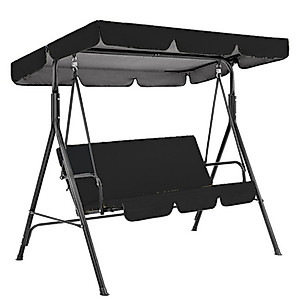 EEUK Swing Canopy Cover Replacement, Rainproof Anti-UV Oxfords Cloth Garden Patio Outdoor Rainproof Swing Canopy + Seat Cover, for 2/3-Person Swing Chair(Size:195x125x15cm,Color:Black)