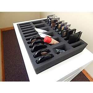 Polar Whale 3 Compact Drawer Organizers Compatible with IKEA Alex Tray Washable Waterproof Insert for Home Bathroom Bedroom Office 11.5 x 14.5 x 2 Inches 30 Compartments Black