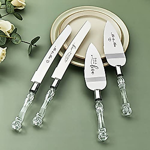 ALICEPUB Wedding Cake Knife And Server Set, Cake Cutting Set for Wedding Stainless Steel Cake Pie Serving Set Personalized Gifts for Birthday, Parties, Events