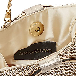 Jessica McClintock womens Jessica Mcclintock Gwen Ball Mesh Ring Wristlet Pouch Clutch Evening Bag, Gold, One Size US